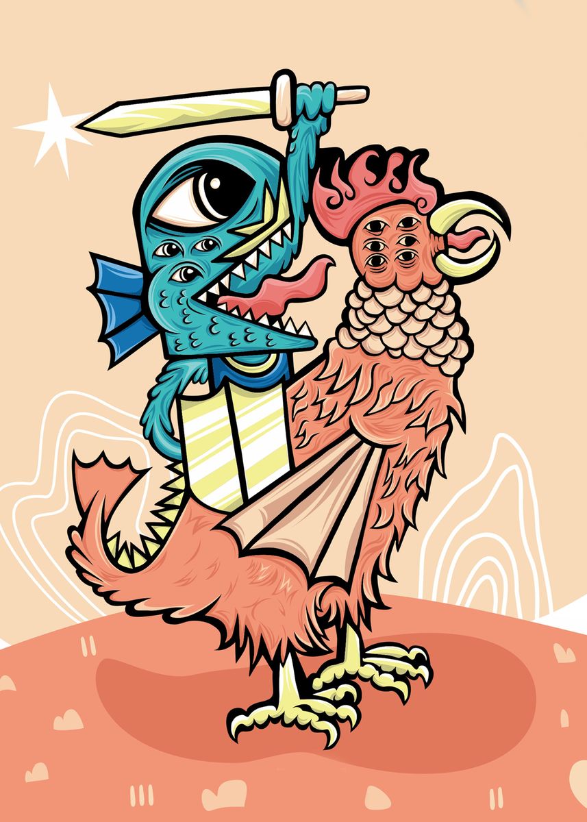 'Chicken Knight' Poster by Catur Pribadi | Displate