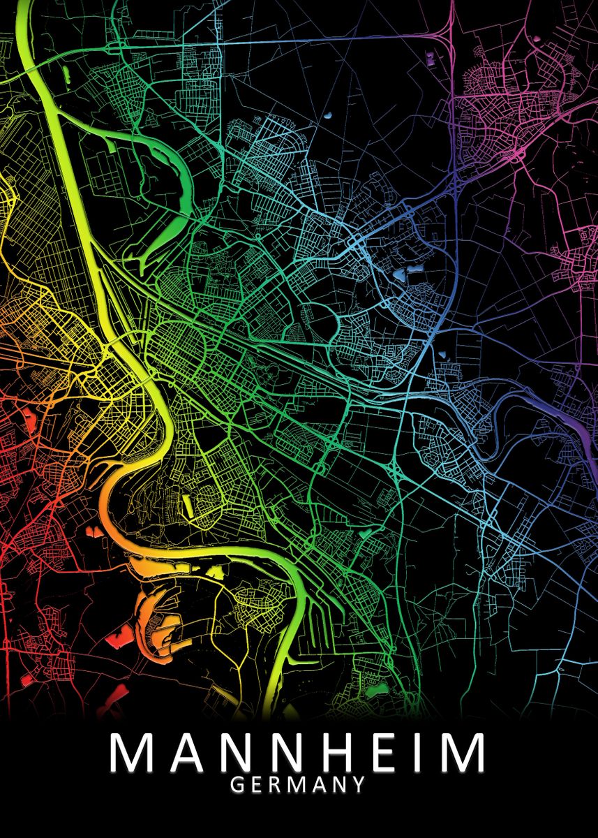 'Mannheim Germany City Map' Poster, picture, metal print, paint by City ...