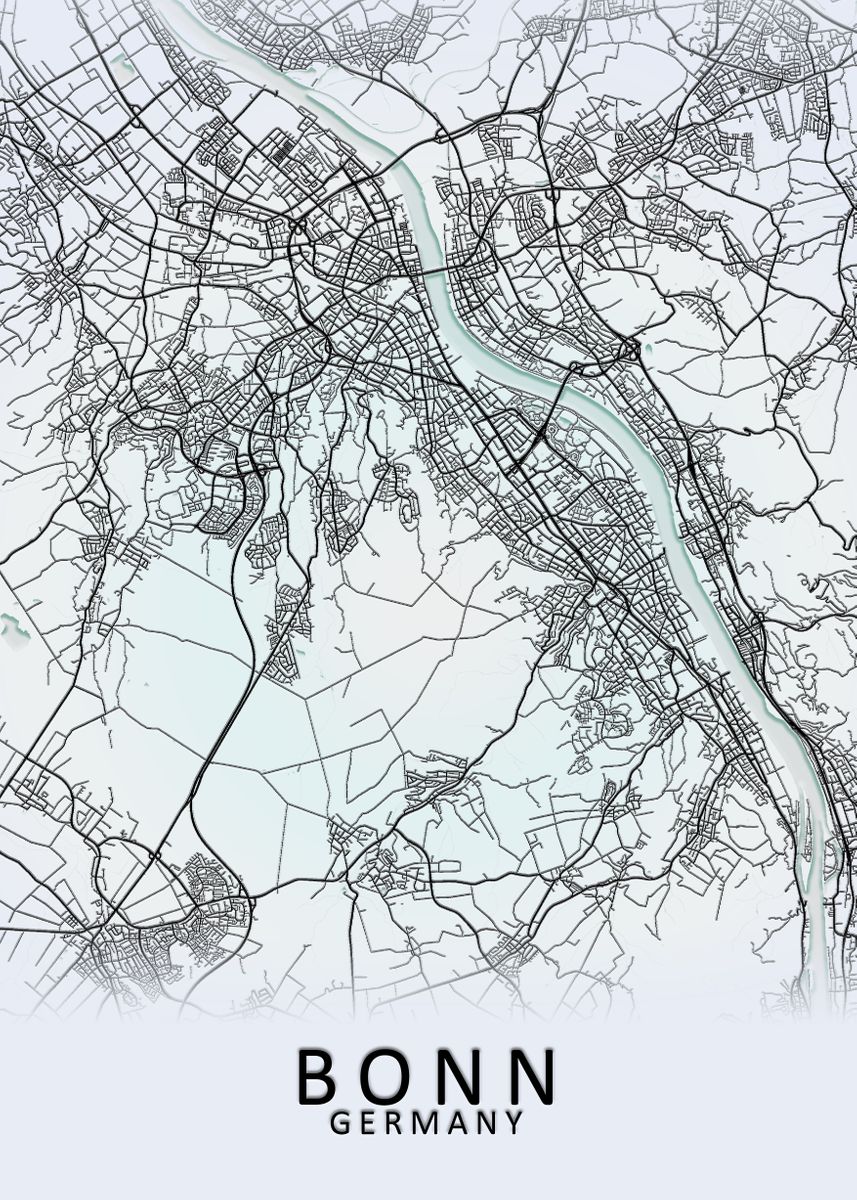 'Bonn Germany City Map' Poster, picture, metal print, paint by City Map ...
