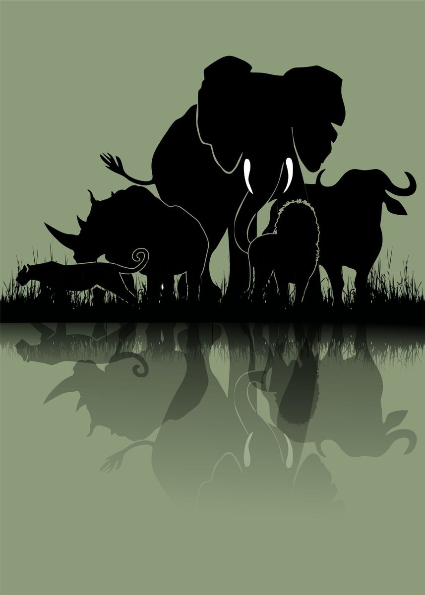 'Big Five' Poster, picture, metal print, paint by Don Munene | Displate