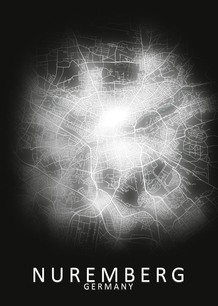 'Nuremberg Germany' Poster, picture, metal print, paint by City Map Art ...