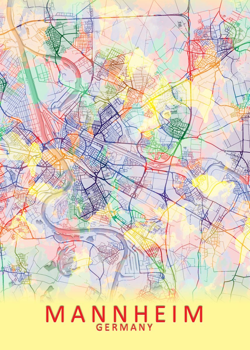 'Mannheim Germany City Map' Poster by City Map Art Prints | Displate