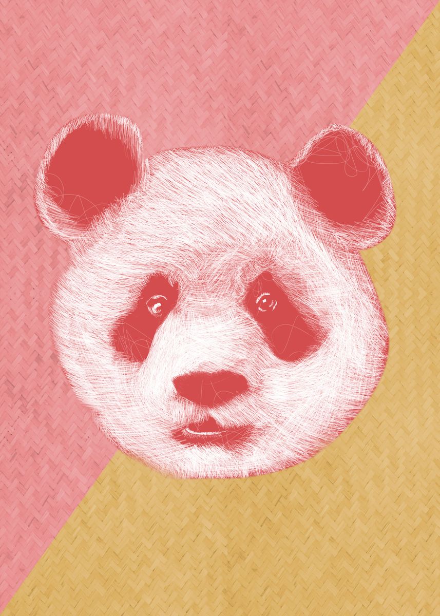 'Panda pink yellow' Poster, picture, metal print, paint by Catur ...