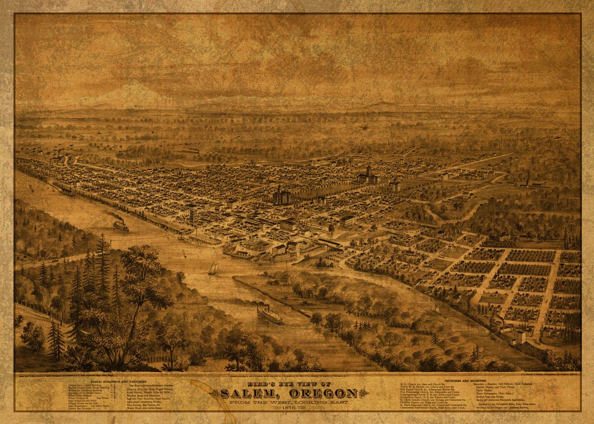 'Salem Oregon City Map 1876' Poster by Design Turnpike | Displate