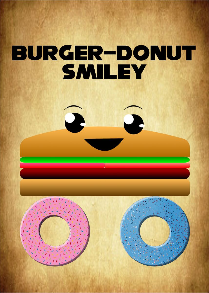 'BURGER DONUTS SMILEY' Poster by Avenger Light | Displate