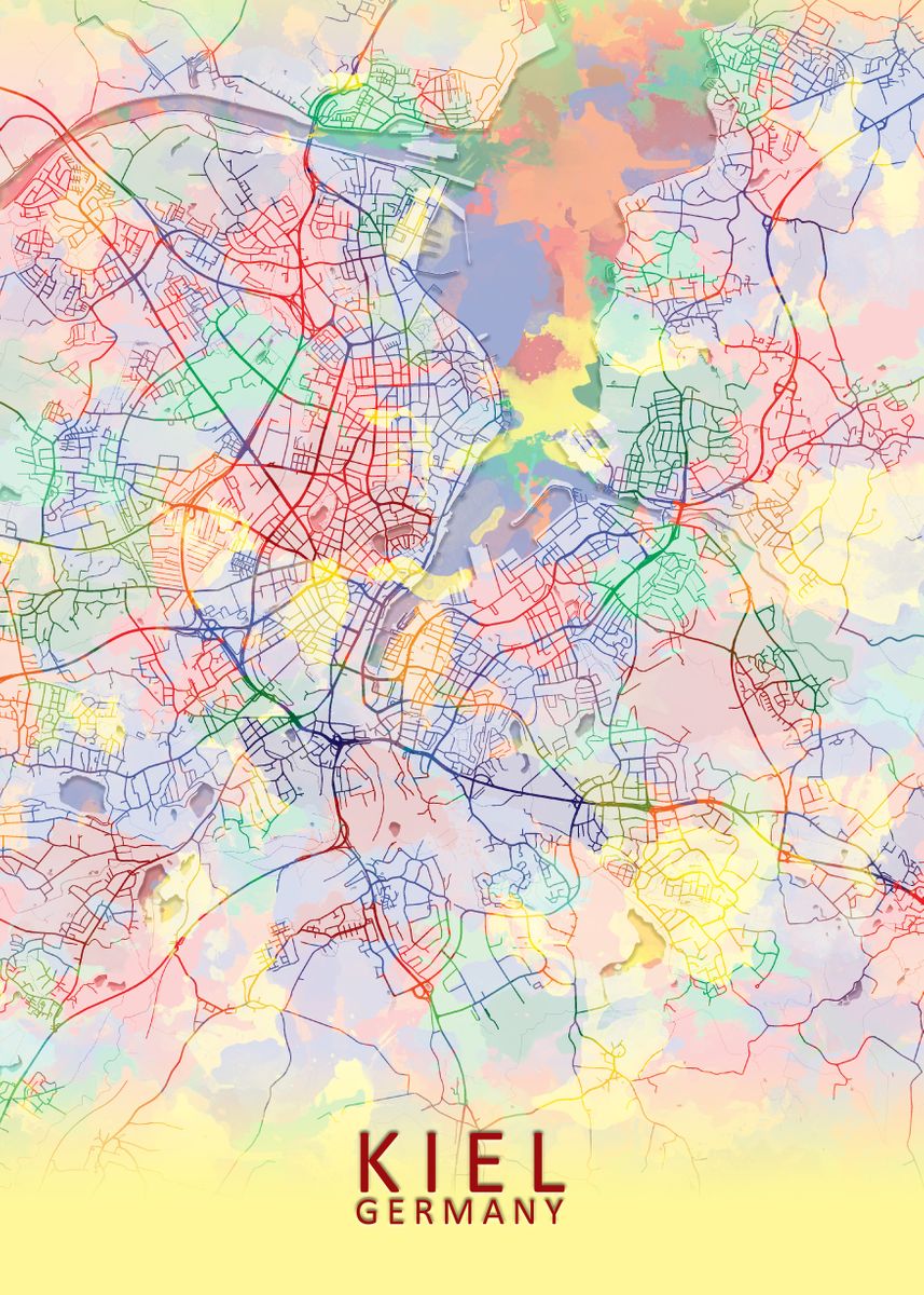 'Kiel Germany City Map' Poster, picture, metal print, paint by City Map ...