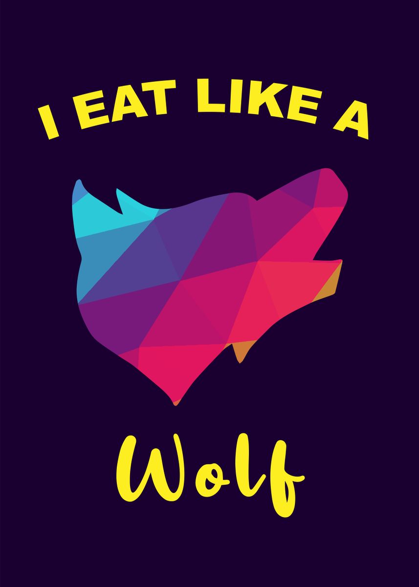 'Cute and Funny Eat Wolf 6' Poster, picture, metal print, paint by ...