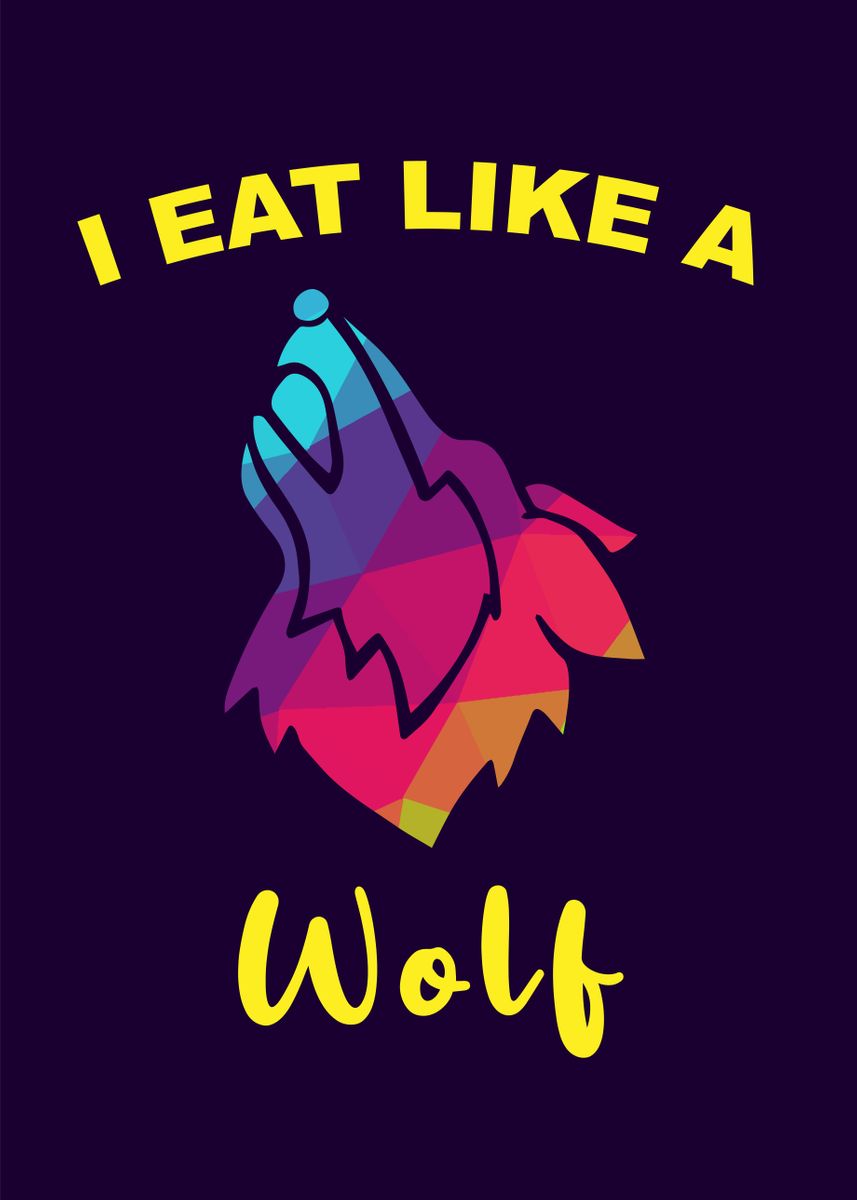 'Cute and Funny Eat Wolf 5' Poster, picture, metal print, paint by ...