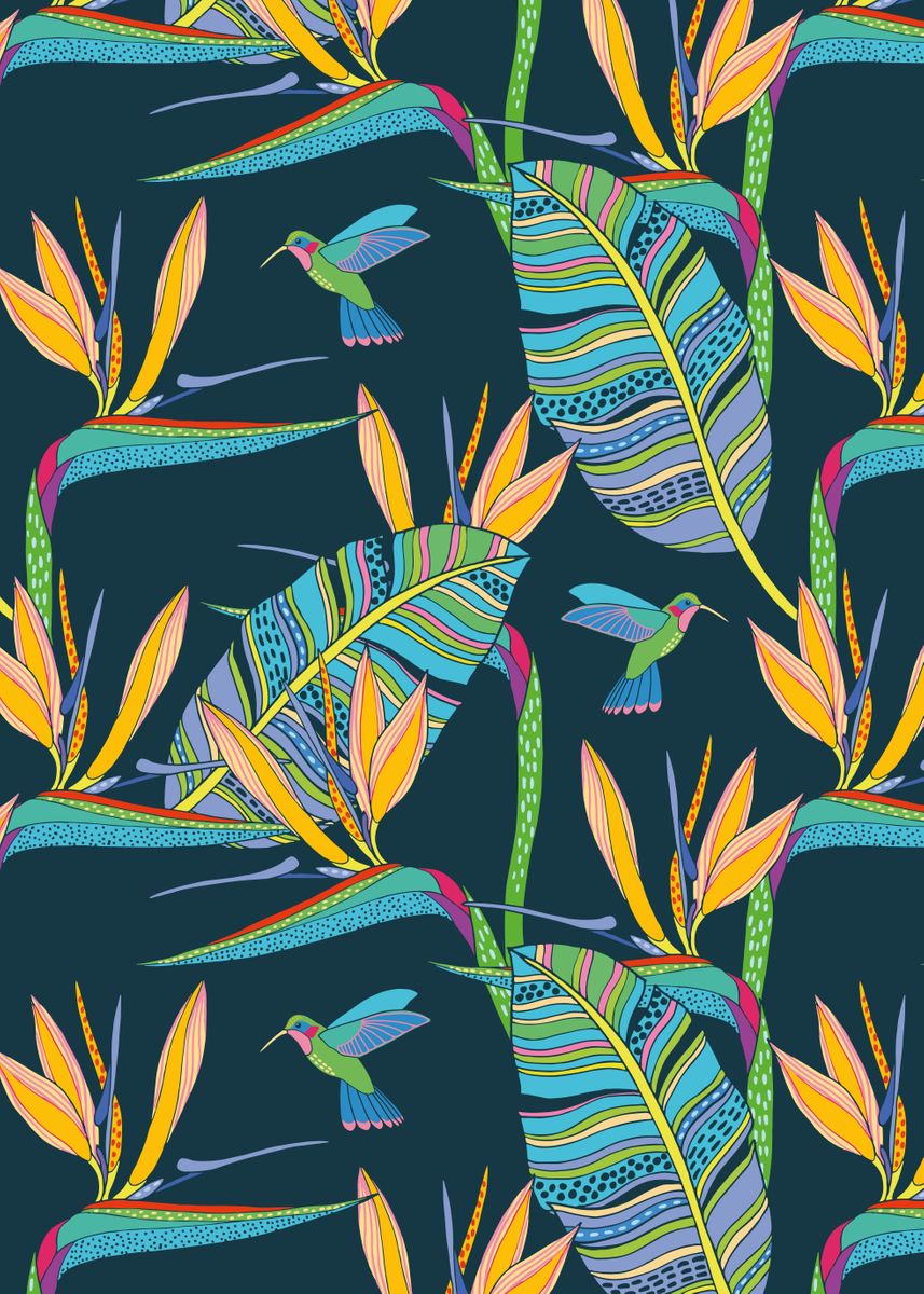 'Boho Birds of Paradise' Poster, picture, metal print, paint by Nadya ...