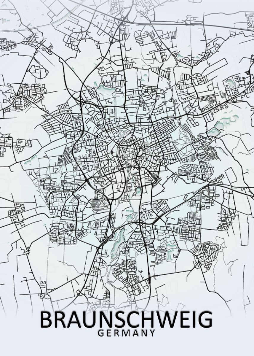 'Braunschweig Germany Map' Poster, picture, metal print, paint by City ...
