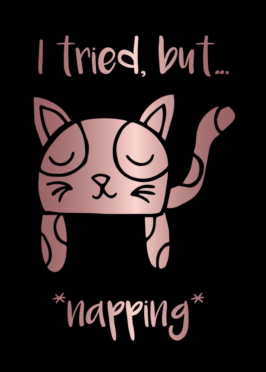 'Nap Cat Animal 19' Poster, picture, metal print, paint by Maricris M ...