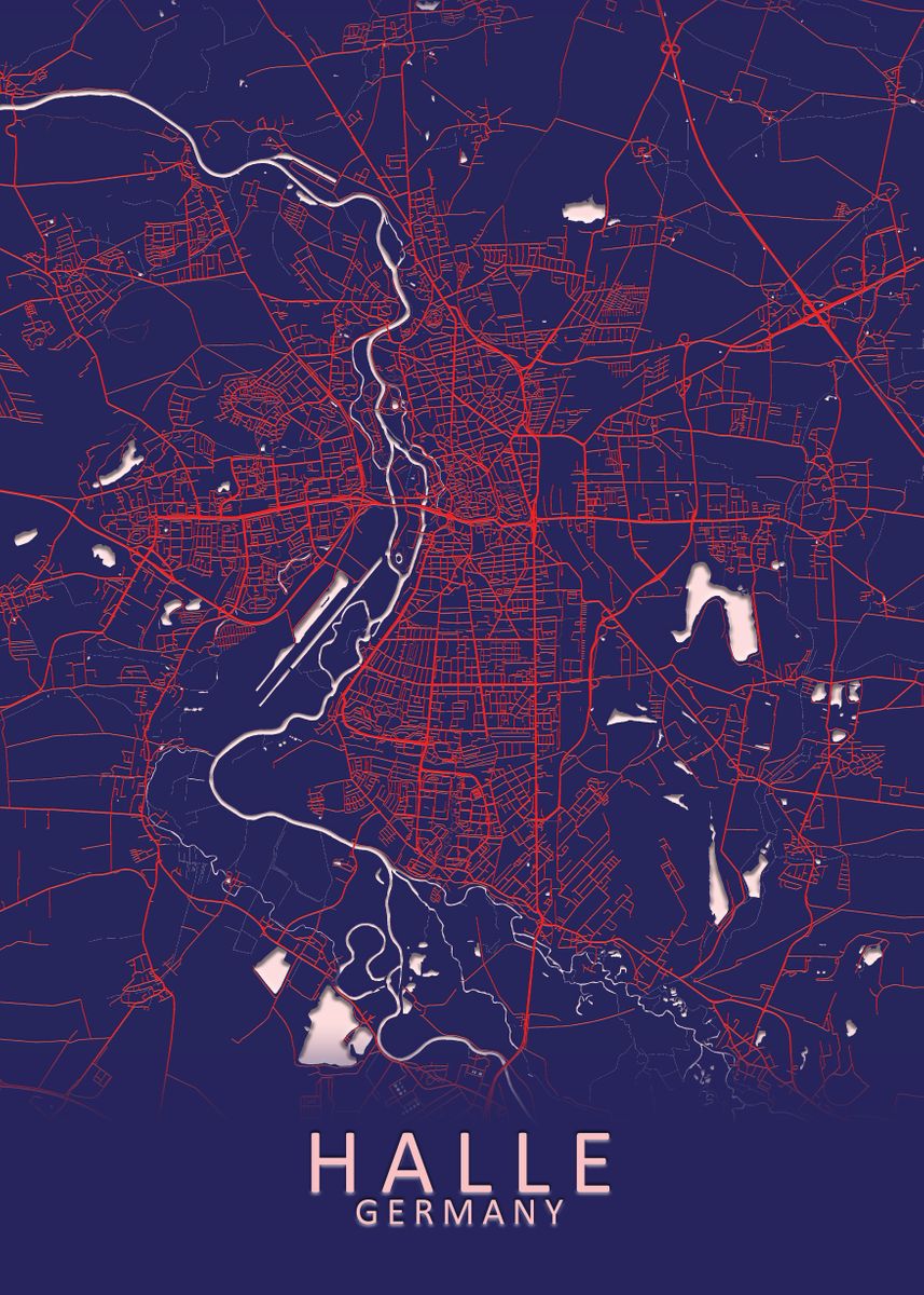 'Halle Germany City Map' Poster by City Map Art Prints | Displate