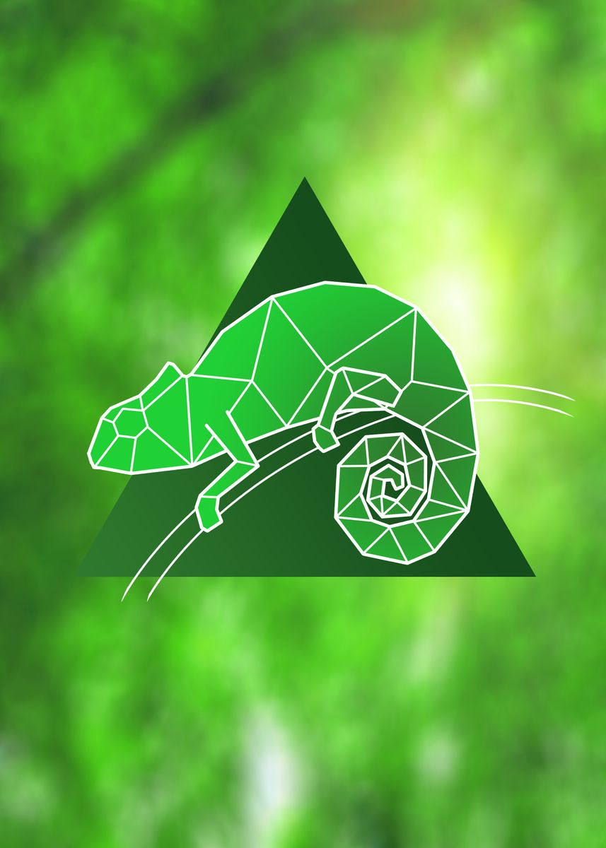 'Geometric Chameleon' Poster, picture, metal print, paint by Pontus ...
