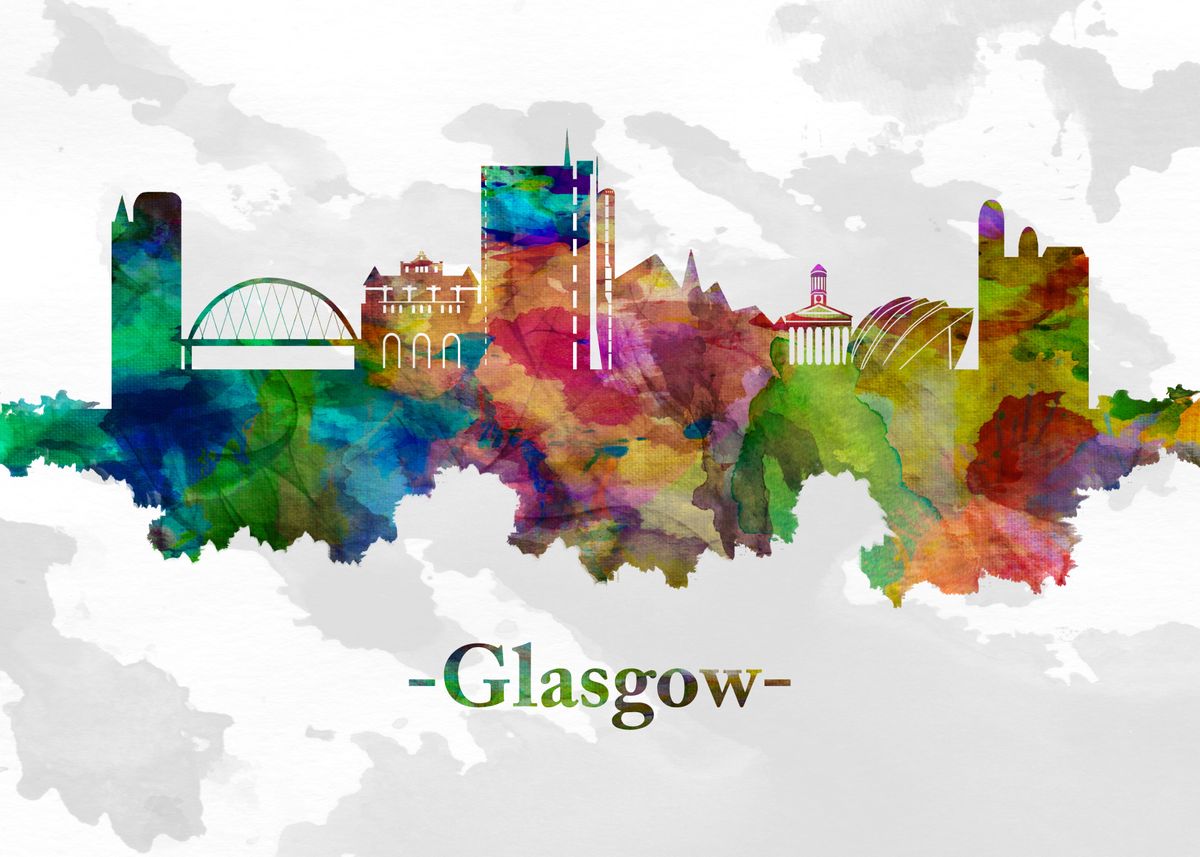 'Glasgow Scotland skyline' Poster by Towseef Dar | Displate