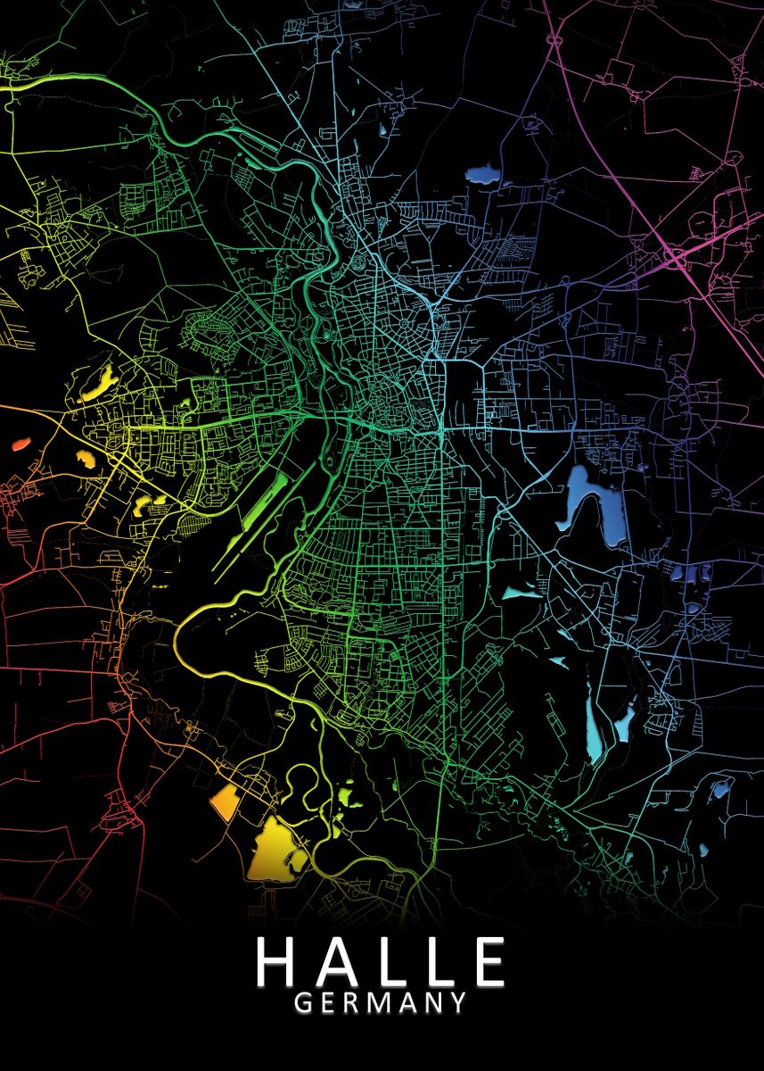 'Halle Germany City Map' Poster, picture, metal print, paint by City ...