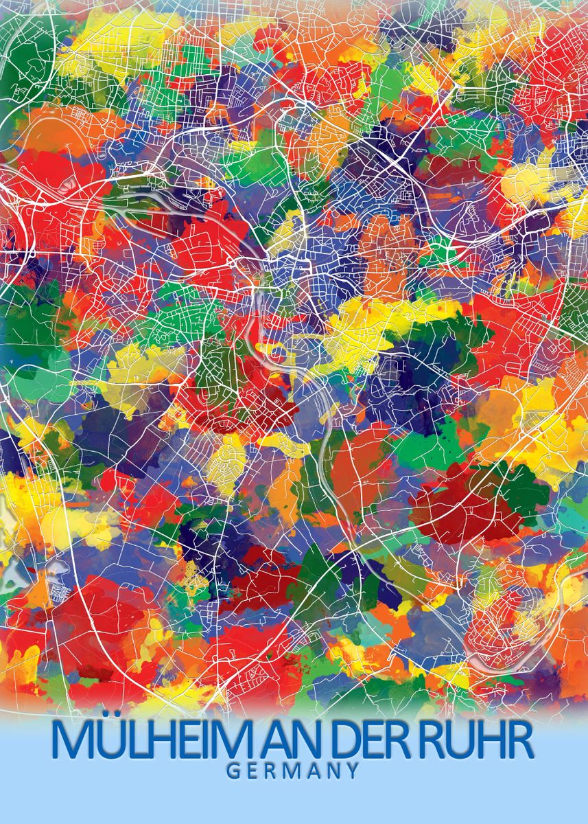 'Mulheim Germany City Map' Poster, picture, metal print, paint by City ...