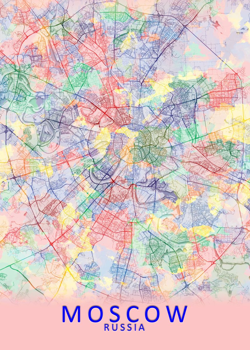 'Moscow Russia City Map' Poster by City Map Art Prints | Displate