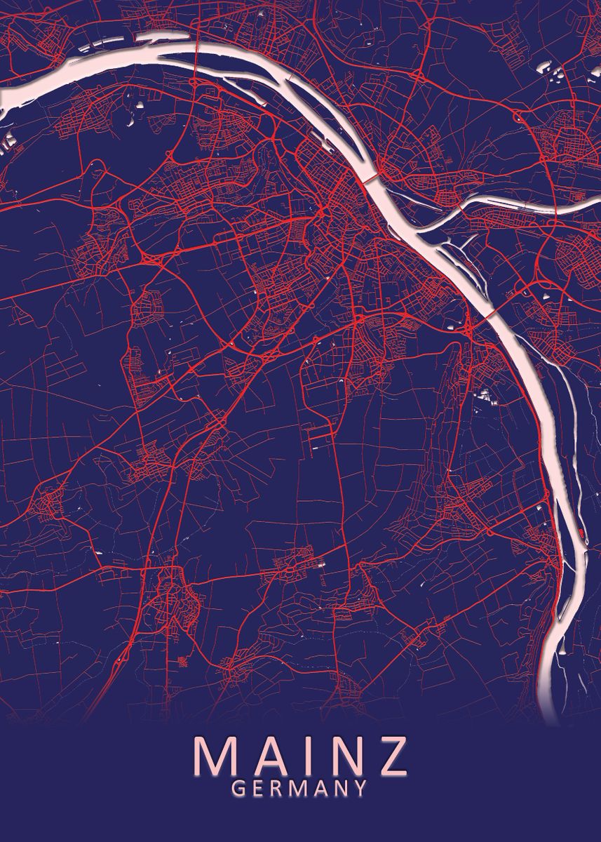'Mainz Germany City Map' Poster by City Map Art Prints | Displate