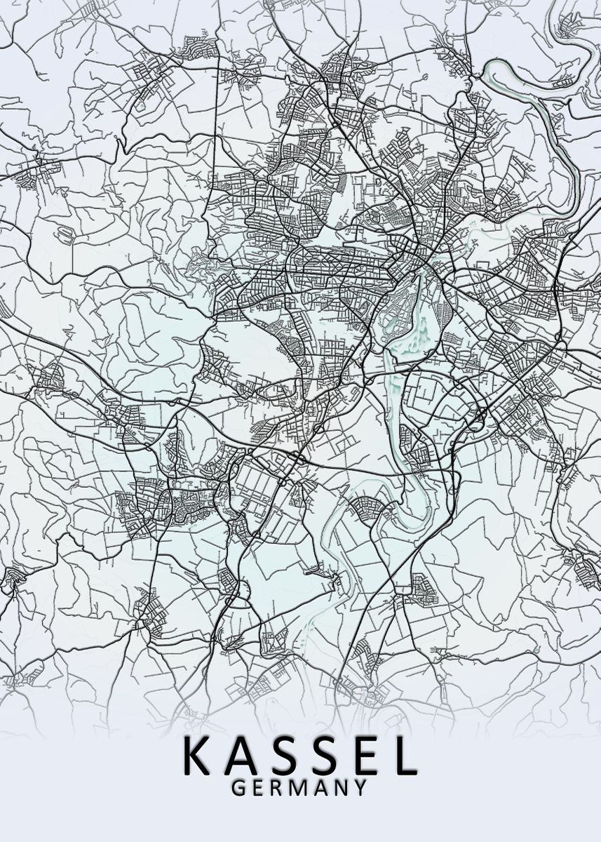'Kassel Germany City Map' Poster, picture, metal print, paint by City ...