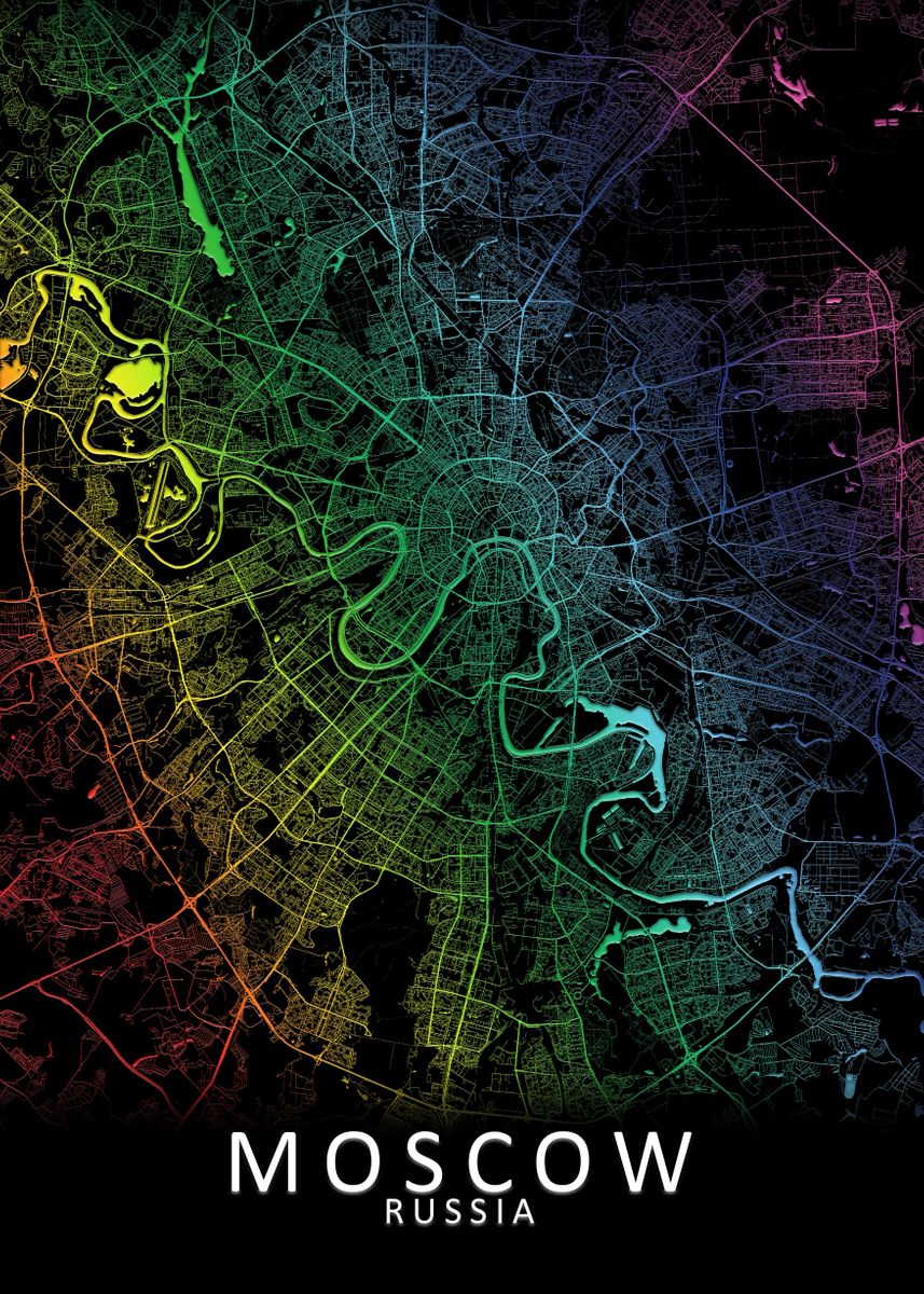 'Moscow Russia City Map' Poster by City Map Art Prints | Displate