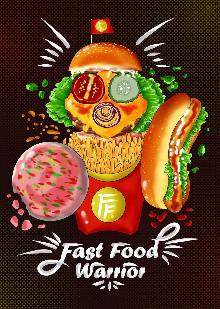 'Fast Food Warrior' Poster, picture, metal print, paint by Loganue ...