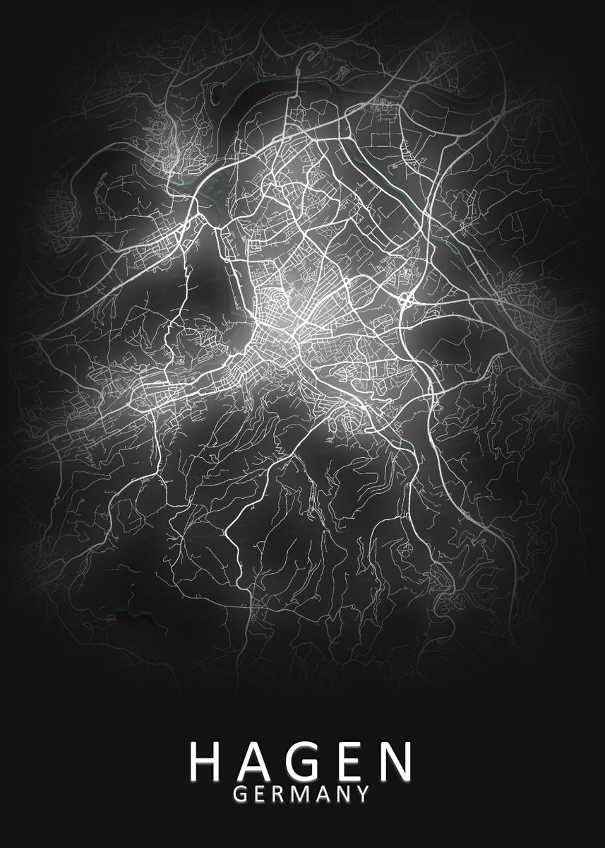 'Hagen Germany City Map' Poster by City Map Art Prints | Displate