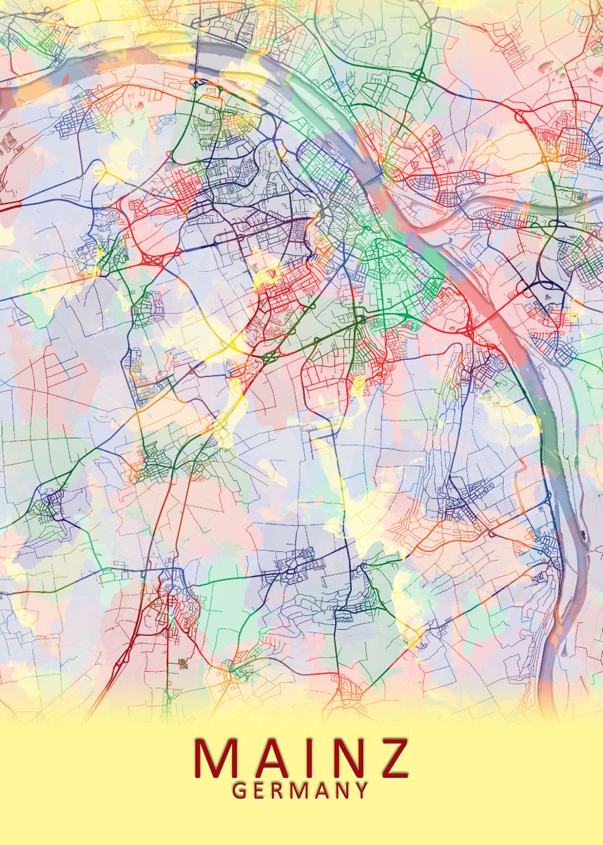 'Mainz Germany City Map' Poster by City Map Art Prints | Displate