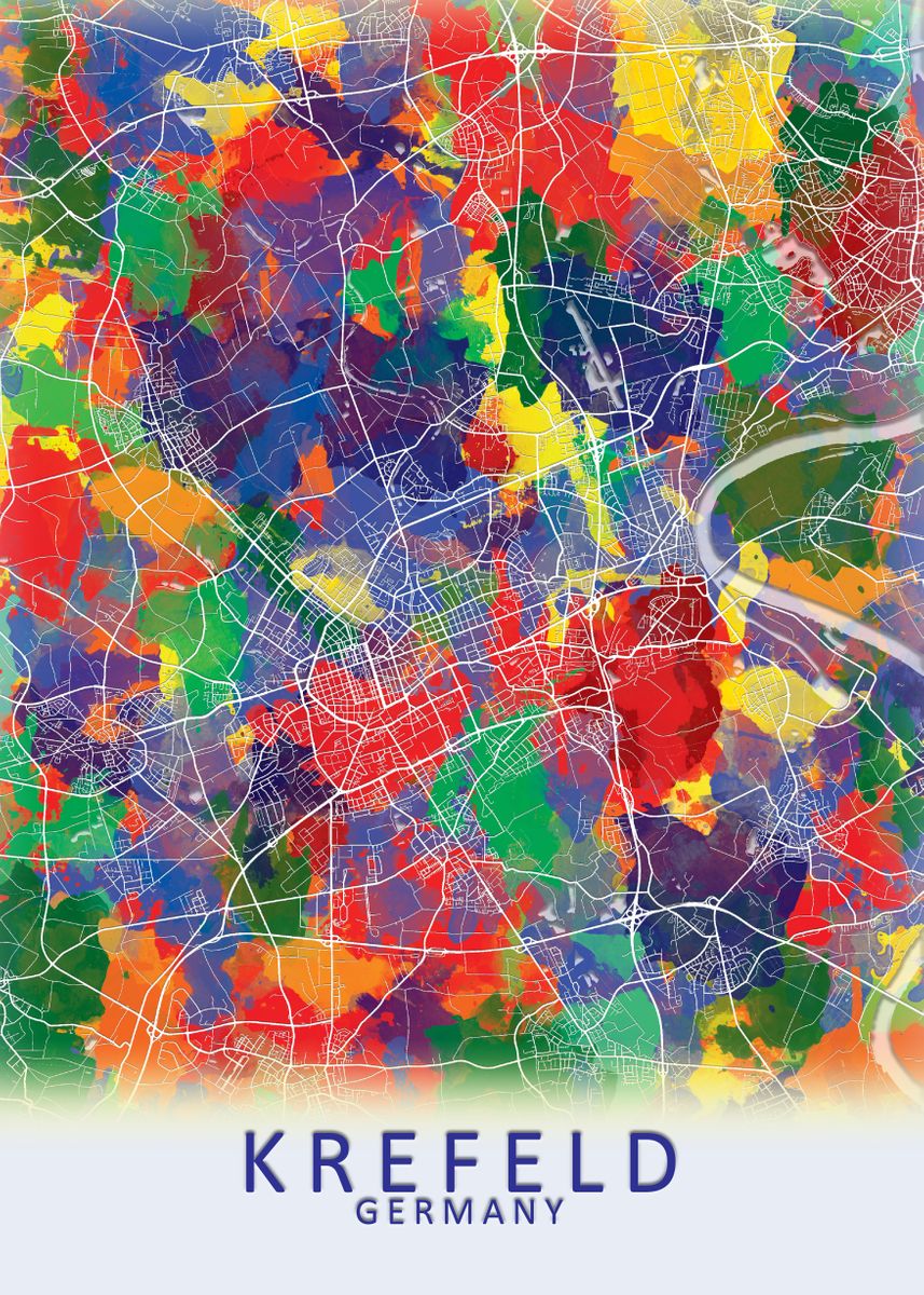 'Krefeld Germany City Map' Poster, picture, metal print, paint by City ...