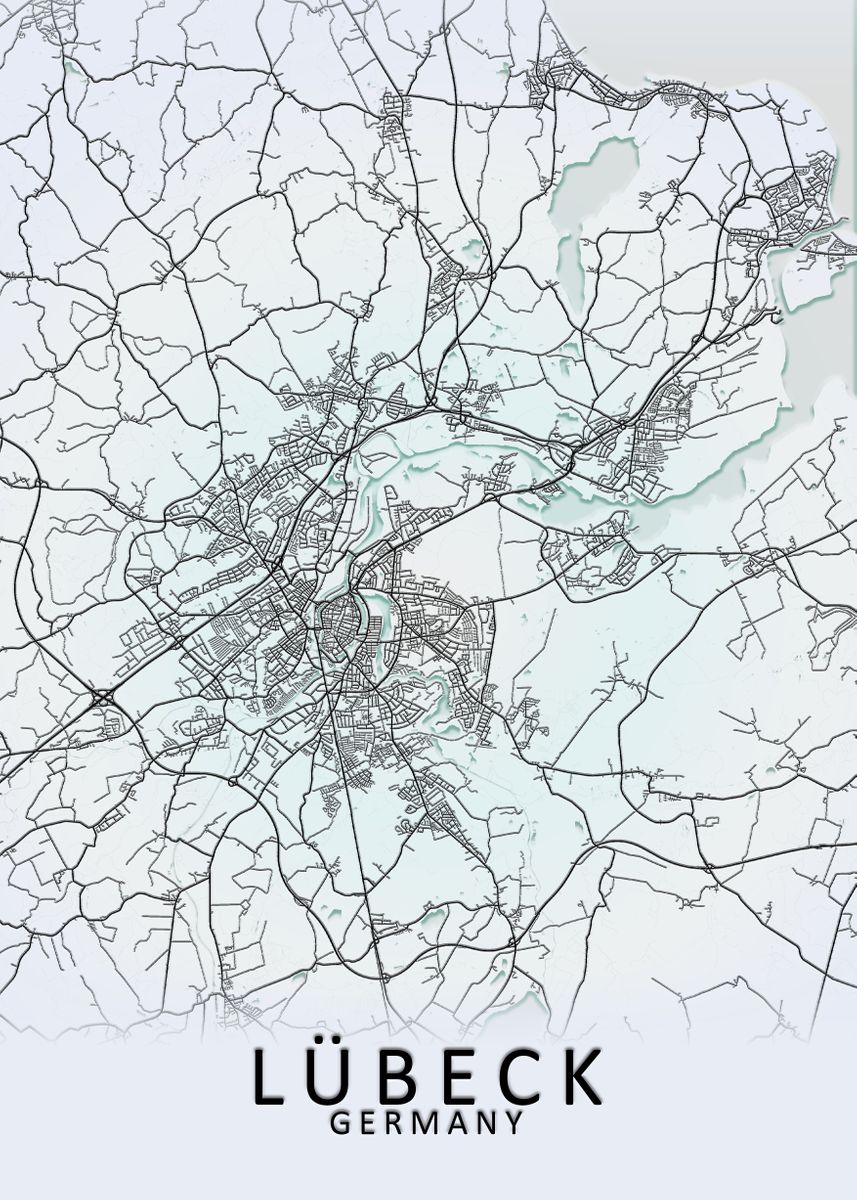 'Lubeck Germany City Map' Poster, picture, metal print, paint by City ...