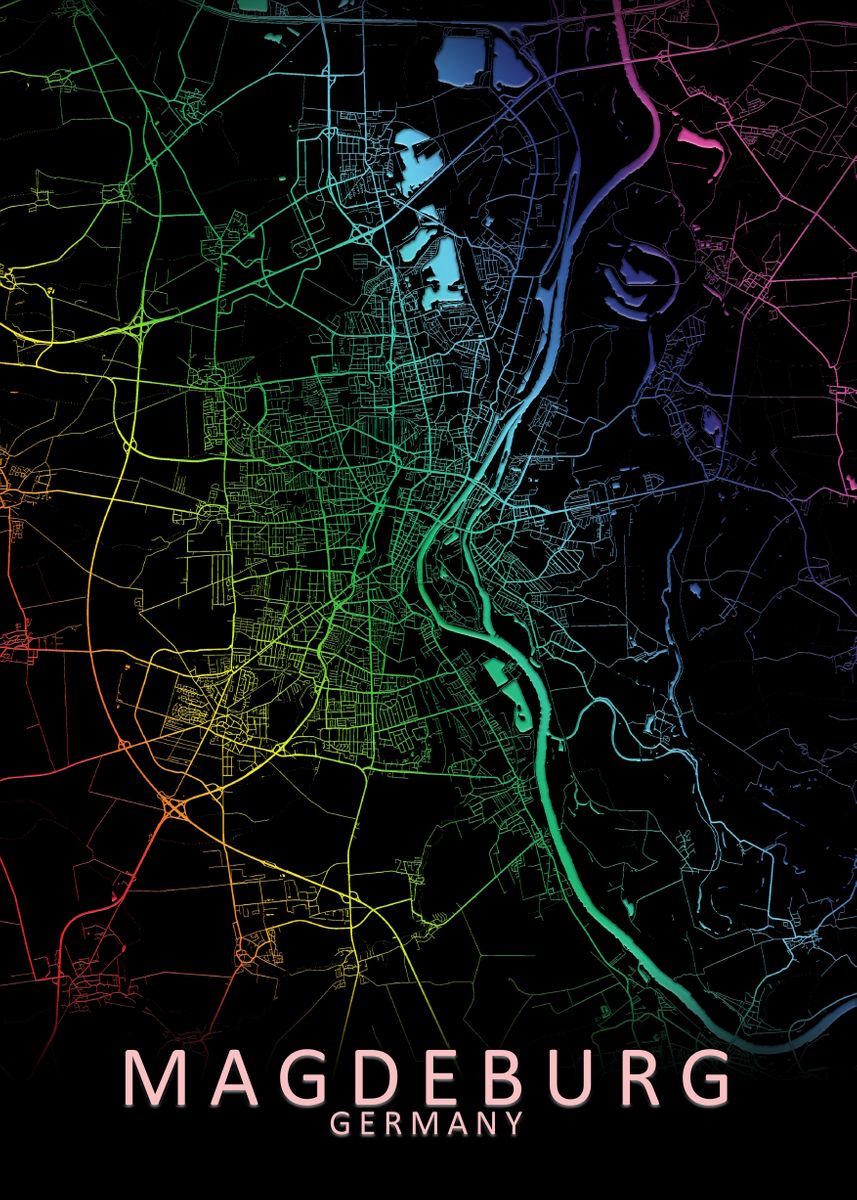 'Magdeburg Germany City Map' Poster, picture, metal print, paint by ...