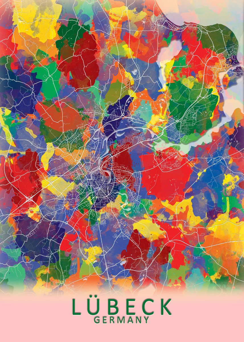 'Lubeck Germany City Map' Poster by City Map Art Prints | Displate