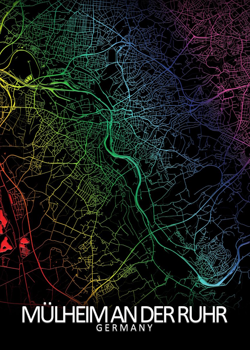 'Mulheim Germany City Map' Poster, picture, metal print, paint by City ...