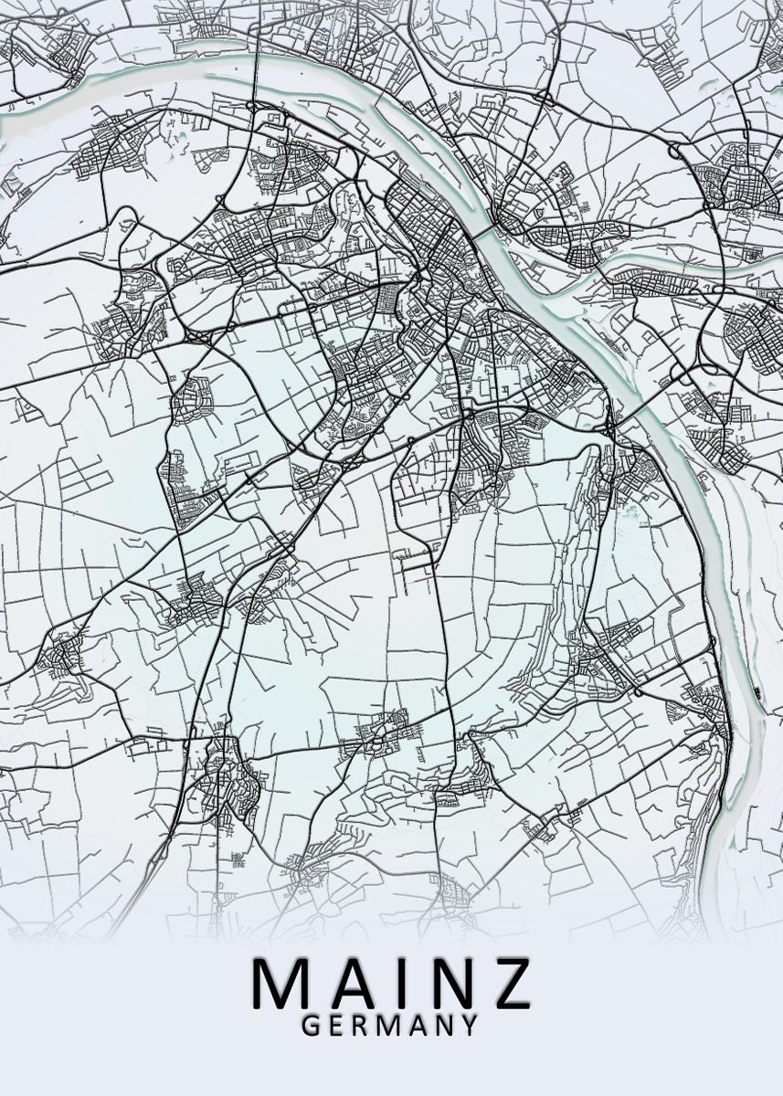 'Mainz Germany City Map' Poster, picture, metal print, paint by City ...