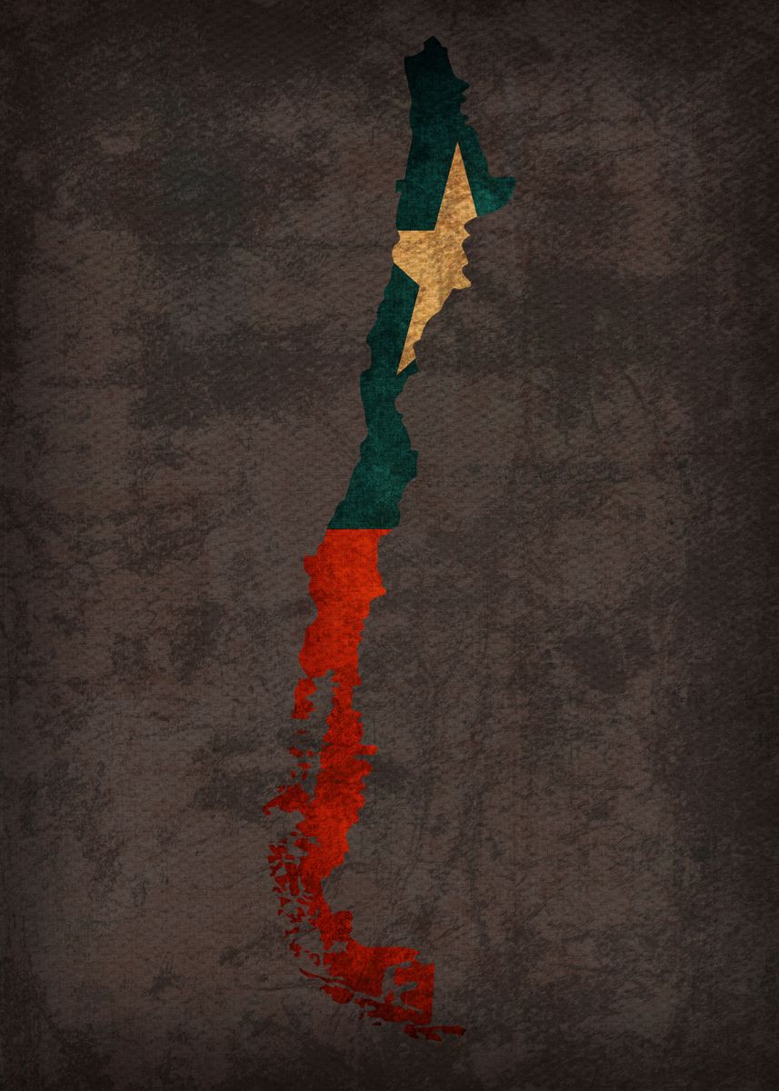 'Chile Country Flag Map' Poster by Design Turnpike | Displate