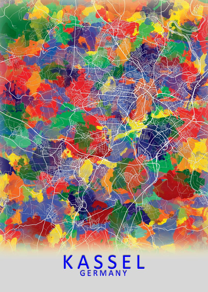 'Kassel Germany City Map' Poster, picture, metal print, paint by City ...