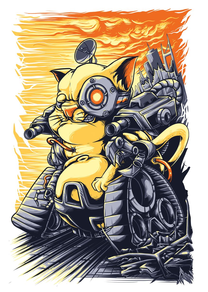 'CAT IN WAR' Poster, picture, metal print, paint by Moctart ...