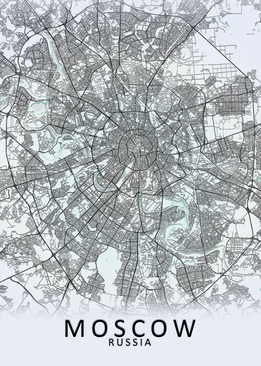 'Moscow Russia City Map' Poster, picture, metal print, paint by City ...