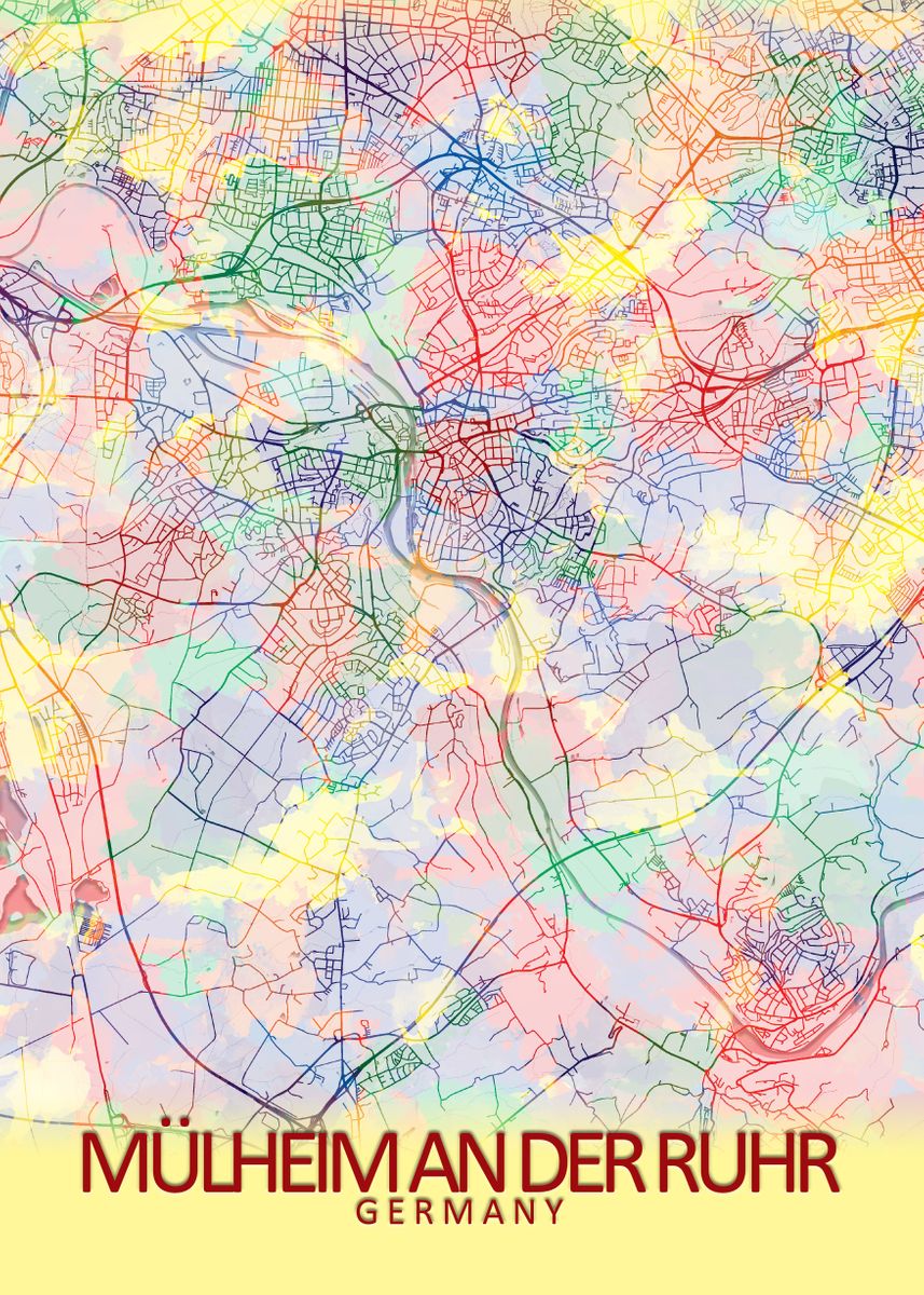 'Mulheim Germany City Map' Poster, picture, metal print, paint by City ...