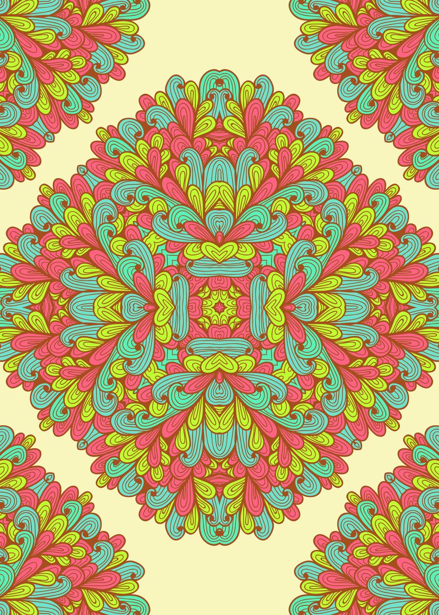 'Floral Mandala Pattern 03' Poster, picture, metal print, paint by ...