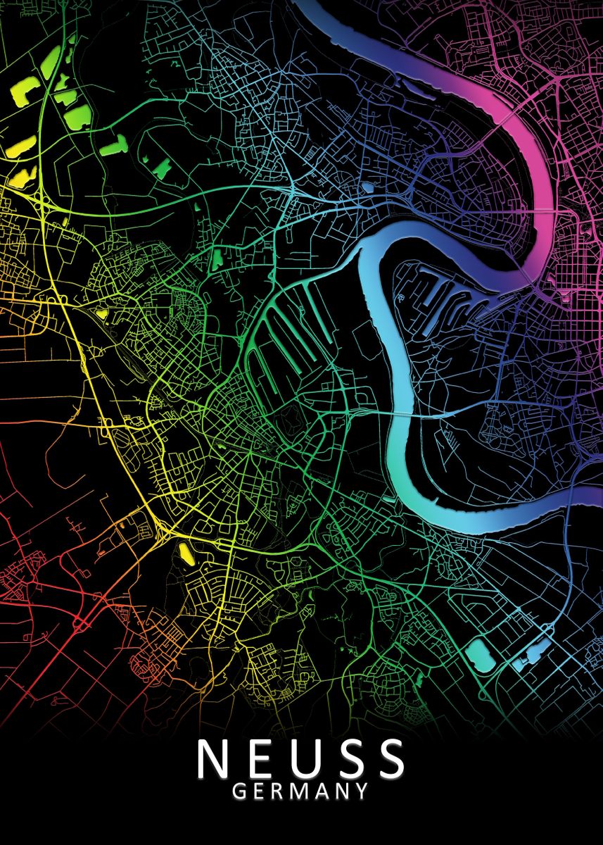 'Neuss Germany City Map' Poster, picture, metal print, paint by City ...