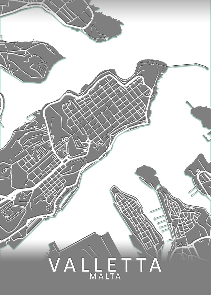 'Valletta Malta City Map' Poster by City Map Art Prints | Displate