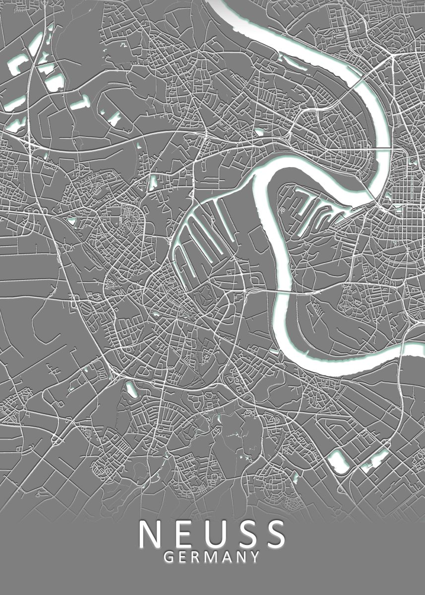 'Neuss Germany City Map' Poster, picture, metal print, paint by City ...