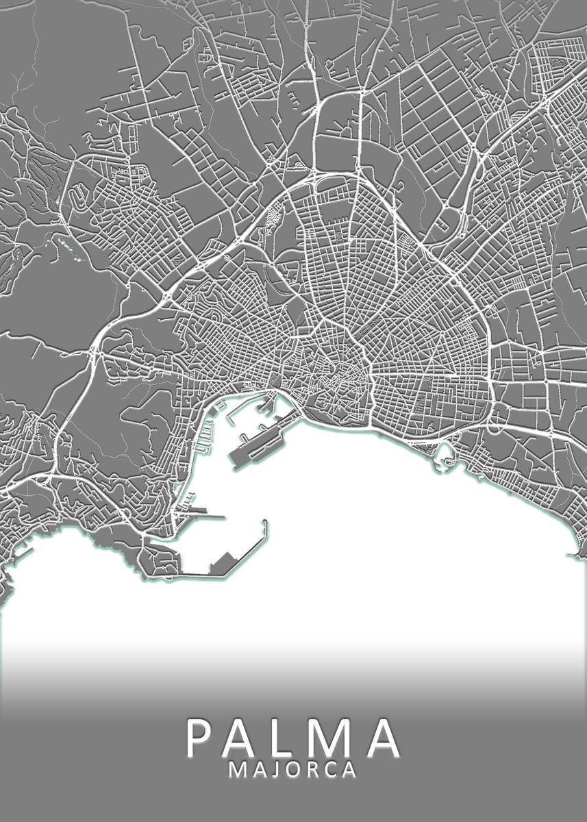 'Palma Spain City Map' Poster, picture, metal print, paint by City Map ...