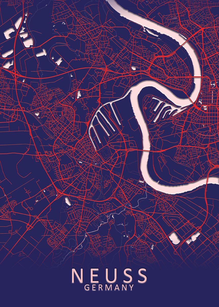 'Neuss Germany City Map' Poster, picture, metal print, paint by City ...