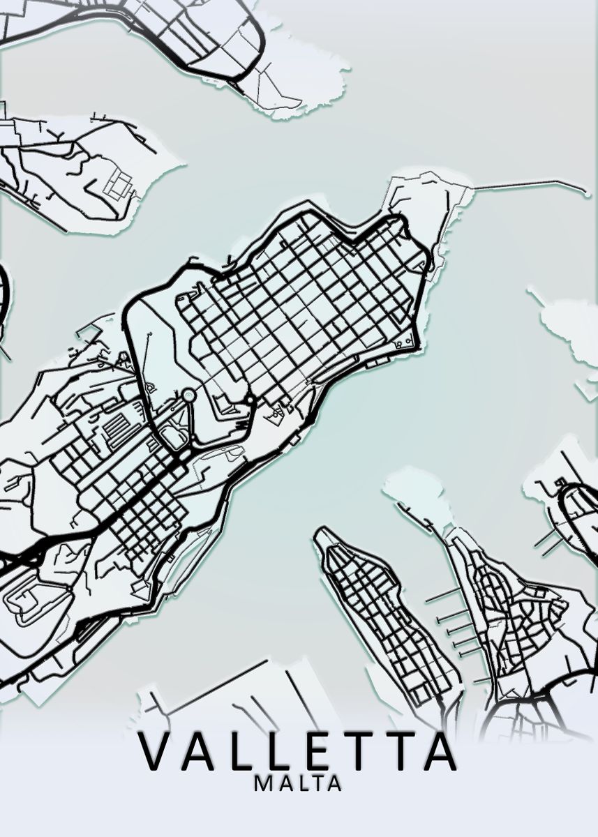 'Valletta Malta City Map' Poster by City Map Art Prints | Displate