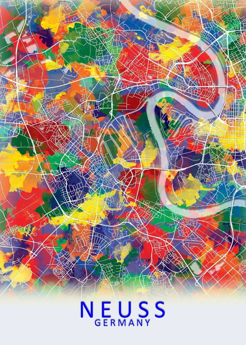 'Neuss Germany City Map' Poster, picture, metal print, paint by City ...