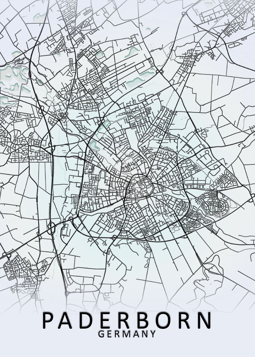 'Paderborn Germany City Map' Poster, picture, metal print, paint by ...