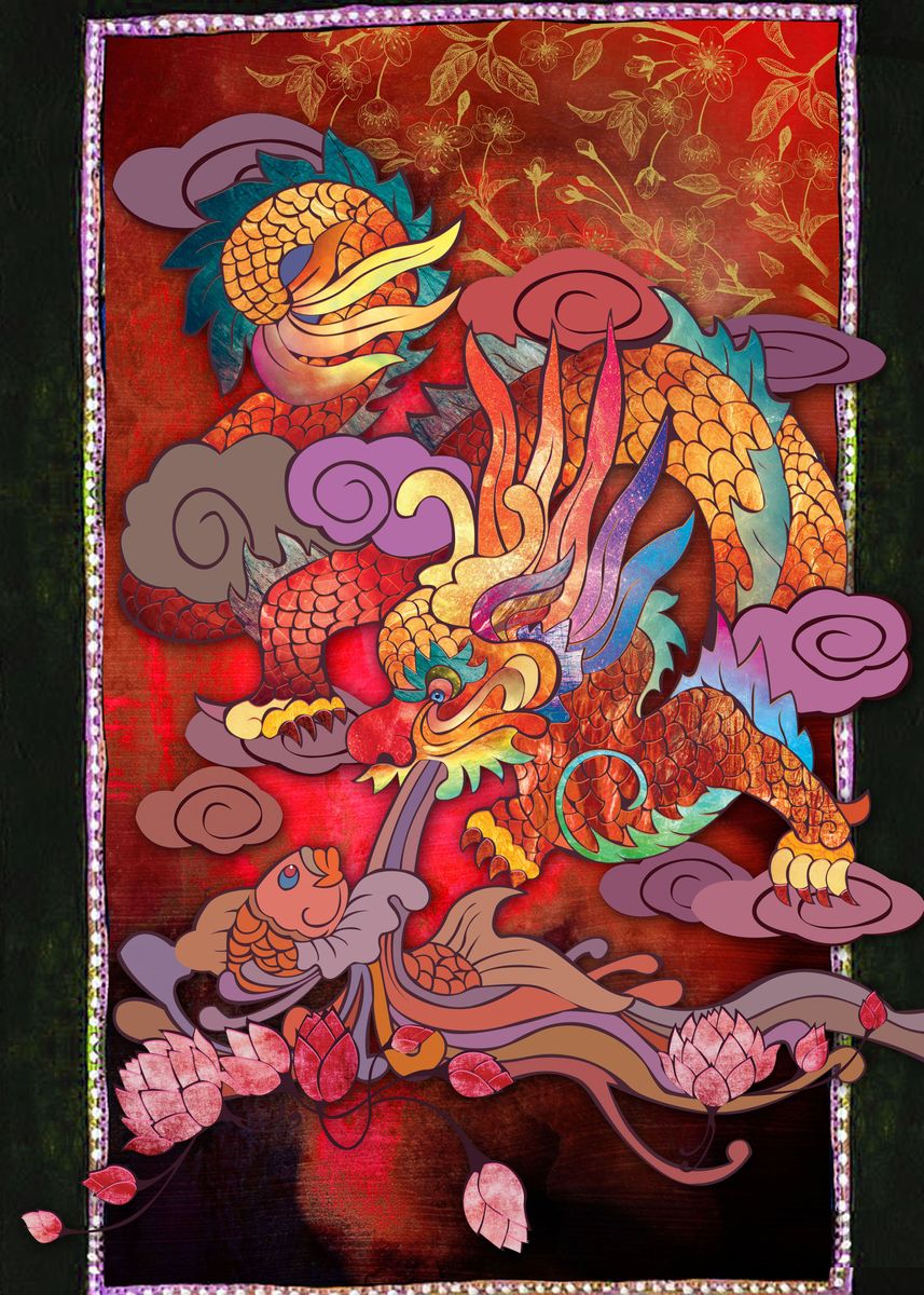 'Rong' Poster, picture, metal print, paint by Nga Nguyen | Displate