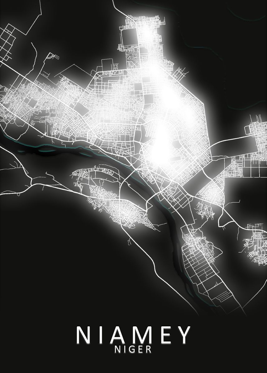 'Niamey Niger City Map' Poster, picture, metal print, paint by City Map ...