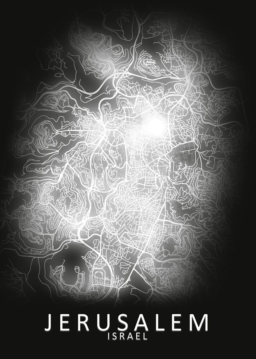 'Jerusalem Israel City Map' Poster by City Map Art Prints | Displate